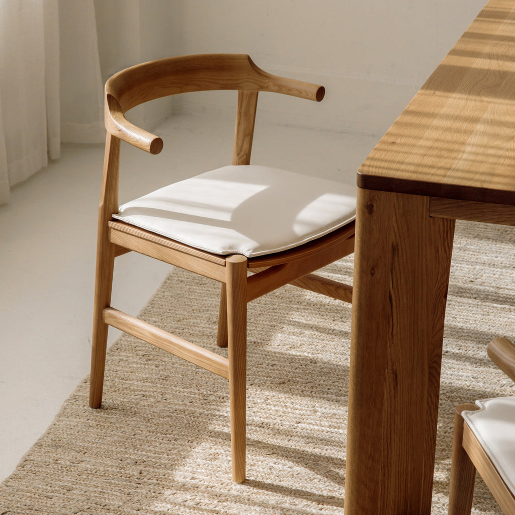 Tuck In Dining Chair with White Cushion, Stained Oak - Sundays Company ...